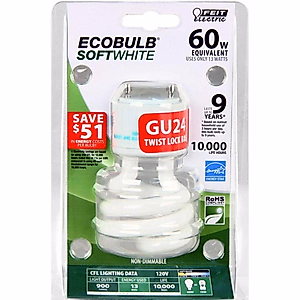Feit Electric BPESL13T/GU24 60-Watt Equivalent GU24 CFL Bulb