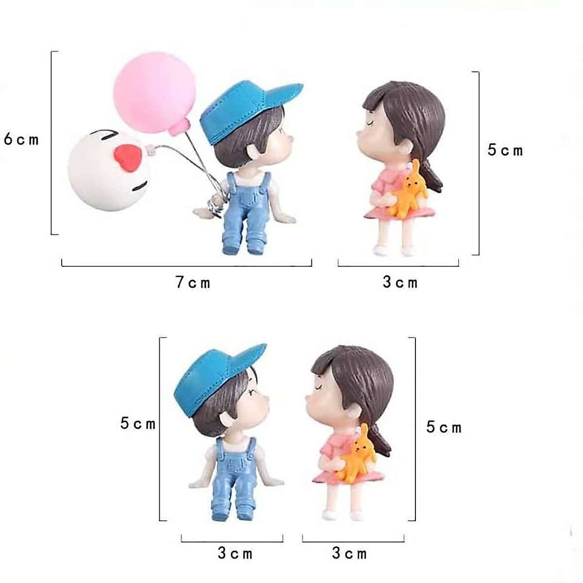 DADHOT Cute Car Decoration Lovely Couple Car Decoration Cute Cartoon Couples Action Figure Figurines Balloon Ornament Auto Interior Dashboard Accessories for Boys Girls Gifts (Gray hat,no Balloons)