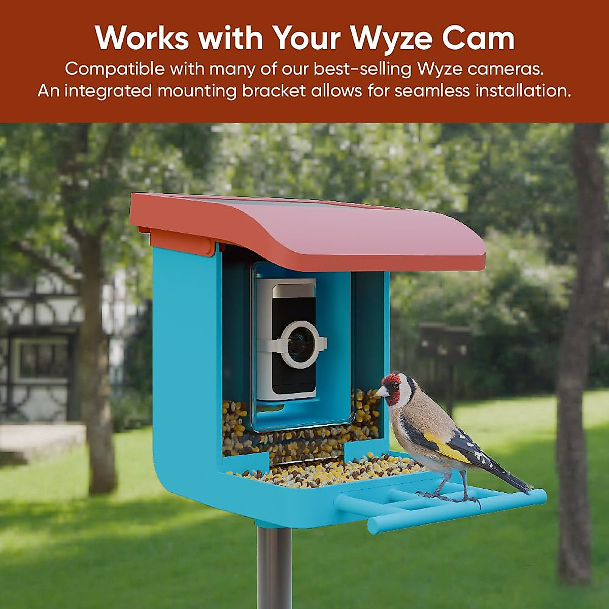 Bird Feeder Camera Case Compatible with Wyze Battery Camera Pro, Wyze Cam Outdoor v1/v2, Wyze Camera v4/v3/v3 Pro, 5 DIY Mounting Methods, Equipped with a Macro Lens (Camera NOT Included)