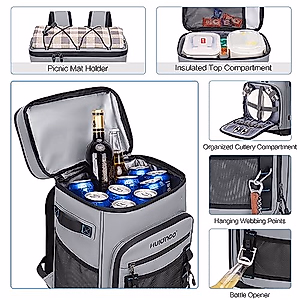 Hulongo Large Waterproof Insulated Cooler Backpack for Men & Women, Leak Proof Cooler Backpack for Camping, Beach, Fishing, Picnic, Travel, Outdoor, 30L, 48Cans