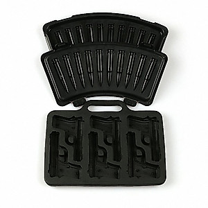 MoldFun 2-Pack Handgun and Bullet Ice Cube Trays Set - Cool TPR Pistol and AK47 Bullet Maker Molds for Whiskey Cocktails Ice Cubes, Chocolates, Jello Shots