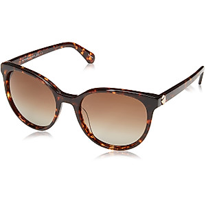 Kate Spade New York Women's Melanie/S Oval Sunglasses, Dark Havana/Polarized Brown Gradient, 52mm, 19mm