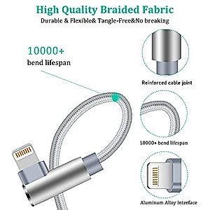iPhone Charger 10 ft [Apple MFi Certified] 3Pack 90 Degree Lightning Cable Cord Fast Charging for iPhone 14/13/12 Pro/11 Pro Max/XR/X/8/7/6/iPad(Grey)