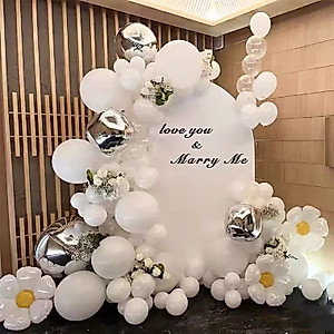 100pcs Latex Balloon Arch Kit, White Balloons Different Sizes 5/10/12/18 Inch Balloon Garland for Birthday Party Supplies, Bridal Wedding Anniversary Baby Shower Decor, Family Picnic Beach Holiday Sea