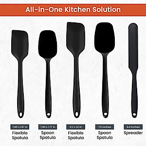 RFAQK Silicone Spatula Set 500°F(Heat Resistant -Dishwasher Safe- Stainless steel core - Non Stick -BPA Free Rubber Cooking Utensils - Hanging Holes)