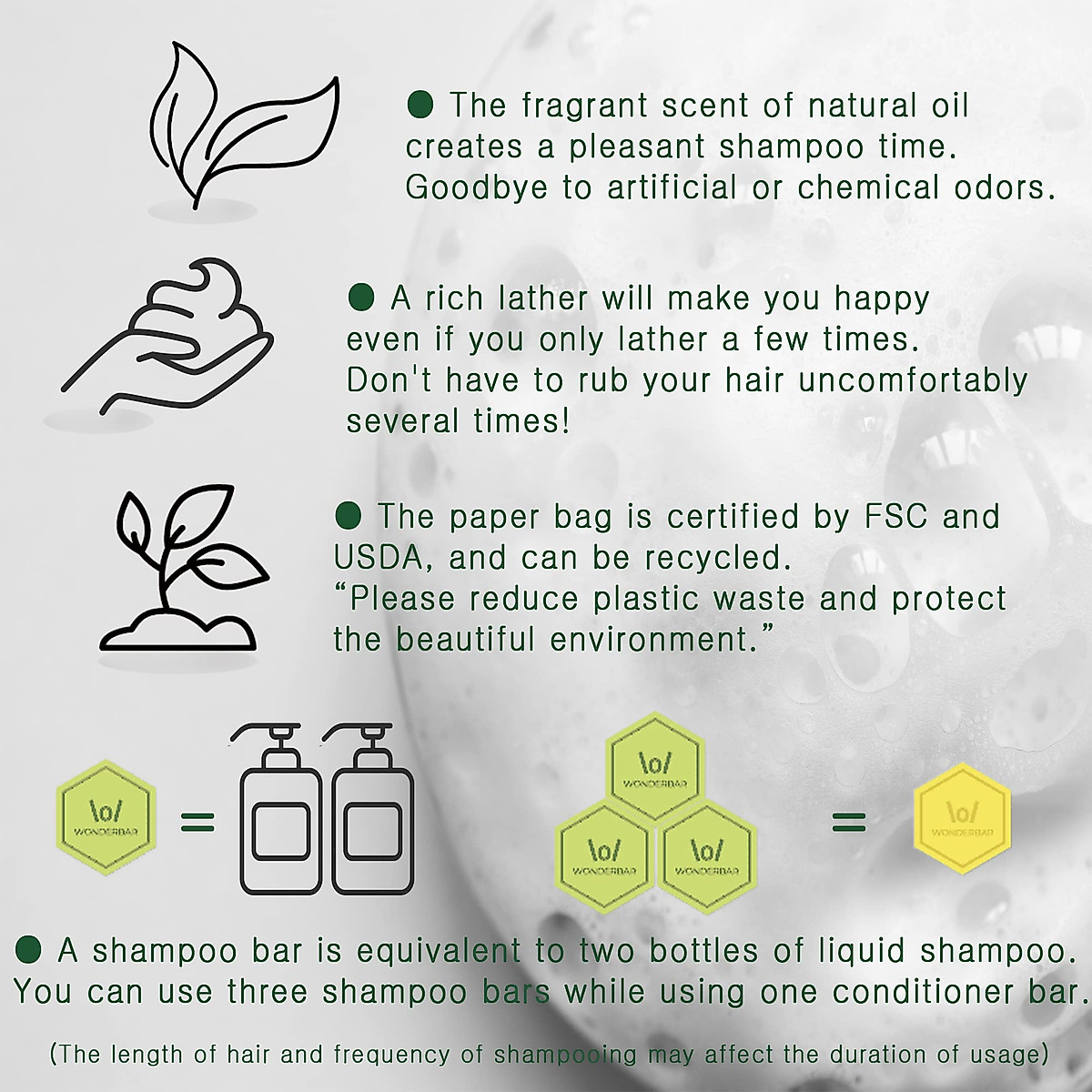 WONDERBAR101 Oily Hair and Oily Scalp Dandruff Shampoo Bar – plant-based, pH balanced, Eco-friendly, Plastic Free Packagig. (Rosemary)