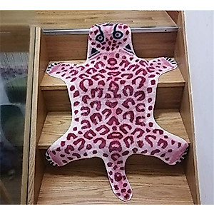 Pink Leopard Print Area Rug Faux Cowhide Cheetah Fur Skin Carpet Non-Slip Animal Printed Area Rug Throw Rugs Floor Carpet for Door Mat Bedrooms Room Decor (3.3x2.95Ft, Pink Leopard)