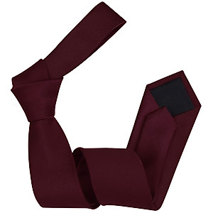 GUSLESON 6cm Burgundy Slim Necktie for Men Wine Red Solid Skinny Tie (0973-11)