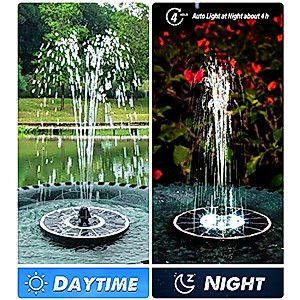 Yzert 3.5W Solar Fountain with Light Full Glass Panel, Solar Bird Bath Fountains with 8 Nozzles & 4 Fixed Rods, Floating Solar Water Fountain for Garden,Pond, Pool, Outdoor(White)