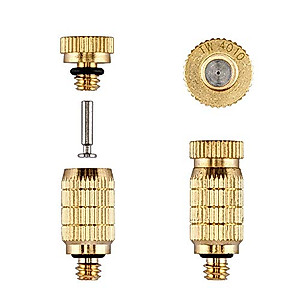 Lpraer 20 Pcs High Pressure Brass Misting Nozzles 0.016" Orifice (0.4mm) 10/24 UNC Thread Mister Nozzle Replacement for Garden, Greenhouse Irrigation