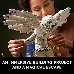 LEGO Harry Potter Hogwarts Icons - Collectors' Edition 76391 20th Anniversary Collectable Hedwig Owl Model, with 3 Exclusive Golden Minifigures: Dumbledore, McGonagall and Hagrid; Great Gift Idea