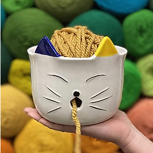 Cat Yarn Bowl, Yarn Bowl for Crocheting and Knitting Made of Ceramic 566 Inches Tangle Free