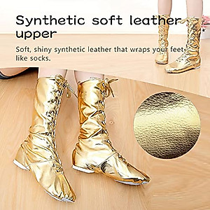 HIPPOSEUS Women's Jazz Dance Shoes Gold Split Sole Dancing Training High Top Ankle Dance Boots for Men, US 7