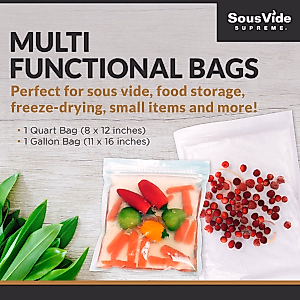 SousVide Supreme Zip Cooking Pouches, 8 x 12 inches, 1 Quart, 25 Pouches per Box