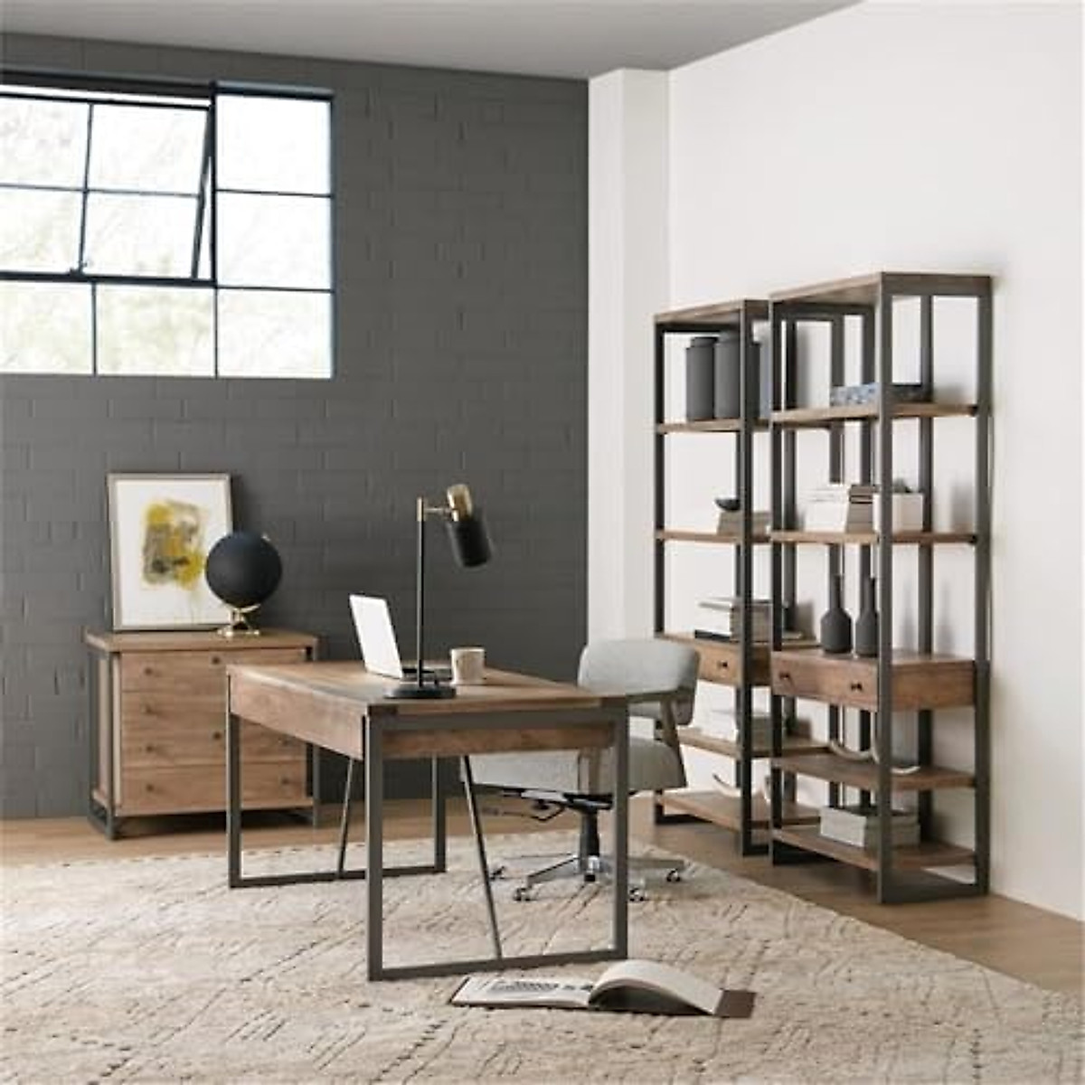 Hooker Furniture Writing Desk in Medium Wood and Gray