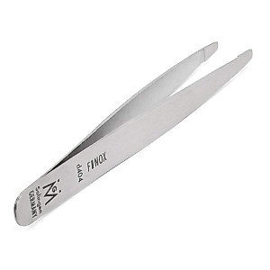 Diabetic Rounded Tweezers in Leather FINOX Surgical Stainless Steel Safety Round Tip tweezers for Facial Hair Remover Tweezers with easy grip -Eyebrow Plucking Tweezer -Eyebrow Plucker -German, 4404