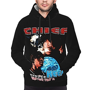 Galaksing Chief Rapper Keef Men's hoodie Casual long sleeve T Shirts fit Youth Popular for Running Suitable for winter X-Large Black