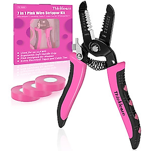 Wire Stripper, Pink 10-22 AWG Wire Cutters for Women, Wire Stripping Tool Kit with 3PCS Electrical Tapes and 50PCS Cable Ties, Multi-Function Hand Tool, Professional Handle Design