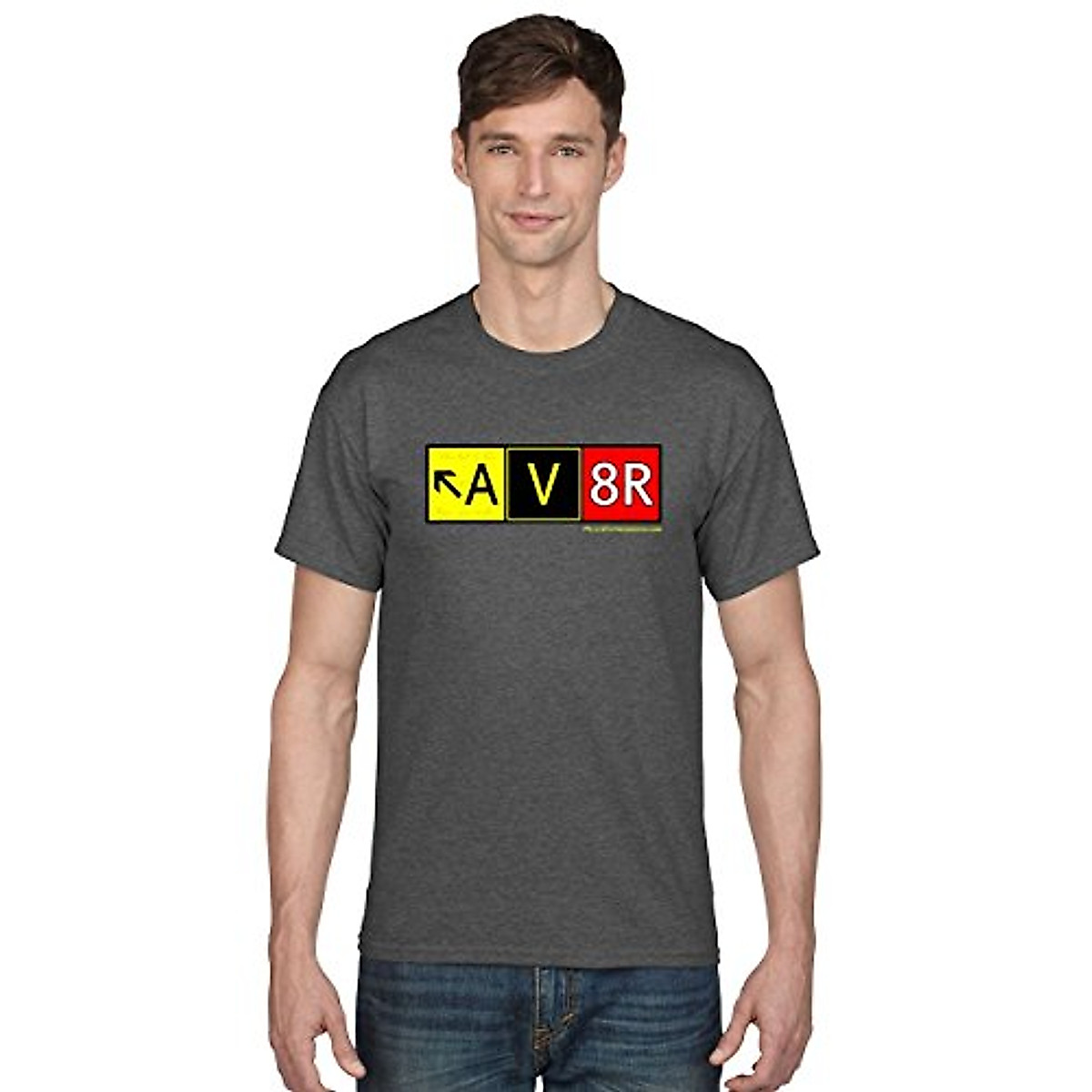 Pilot Expressions Men's AV8R Taxiway Sign T-Shirt (X-Large) Dark Heather Grey