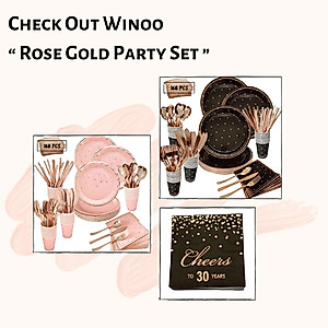 Rose Gold Foil Cocktail Napkins with Cheer 30 Years | Folded 5 x 5 Inches Disposable Party Napkins | 3-Ply Paper Beverage Napkins for 30th Birthday Decorations, Wedding Anniversary, Retirement, Black