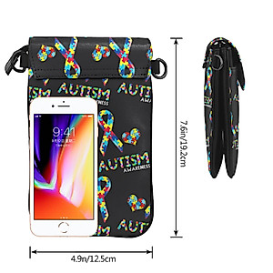 Aiyoolee Waterproof Crossbody Shoulder Purse for Women Girls, Soft and Leather Cell Phone Bag Wallet with Anti Theft Credit Card Slots, Colorful Puzzle Autism Awareness Black