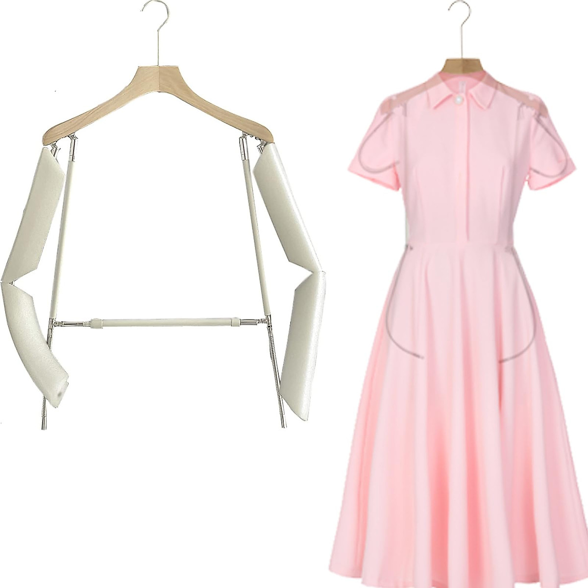 Metal Body Shape Clothing Display Hangers with Adjustable Waist and Arms, Female Mannequin Torso for Retail Boutique Photography Show, Fashionable Dress Form to Hang Coat Jackets Sweater Tops