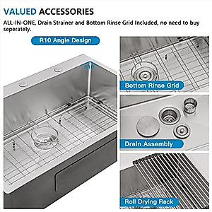 33 Kitchen Sink Drop In - Fulorni 33"x22" Kitchen Sink Drop In Topmount 16 Gauge Stainless Steel Single Bowl Above Counter Kitchen Sink Basin