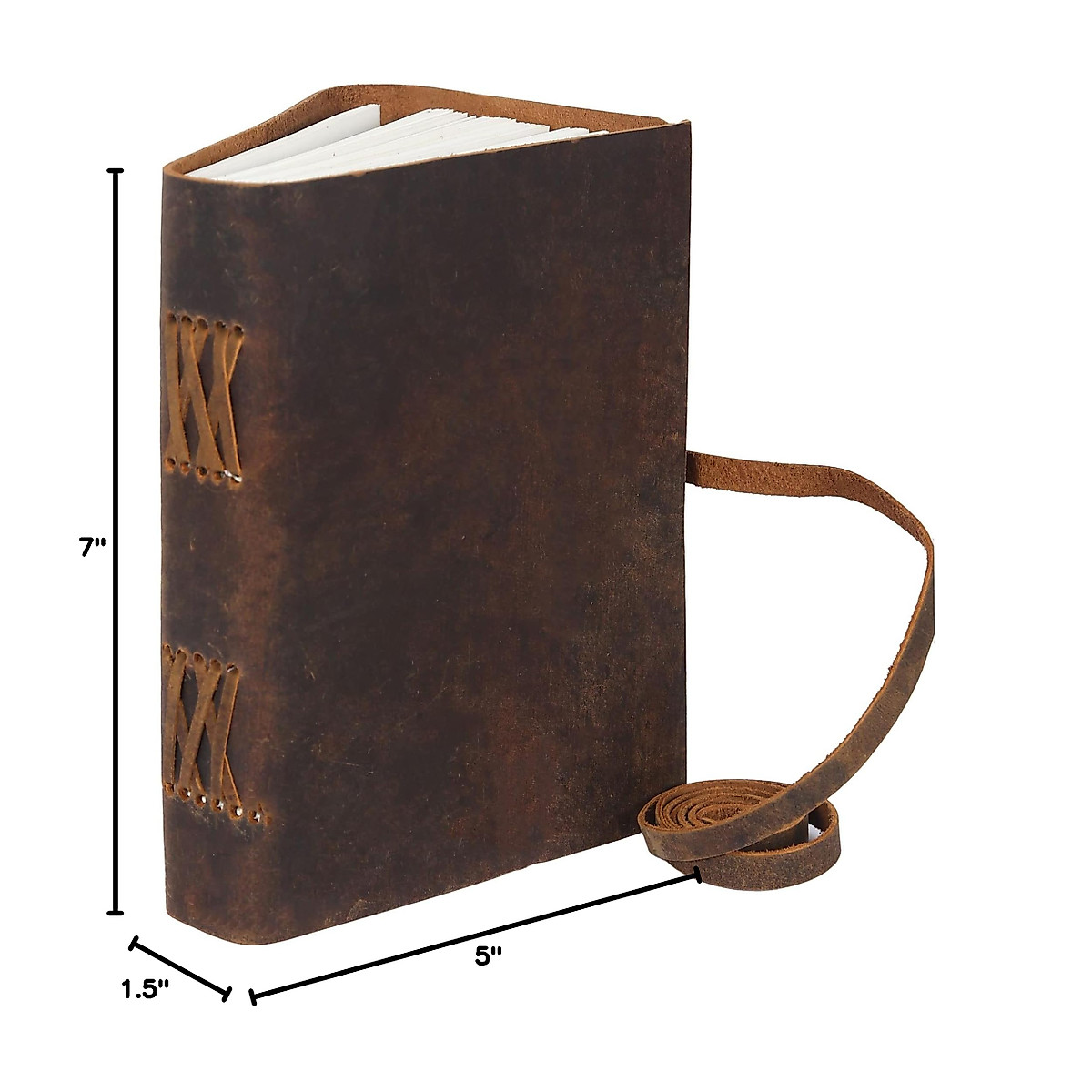 Handmade Leather Journal/Writing Notebook Diary/Bound Daily Notepad For Men & Women Unlined Paper Medium, writing pad gift for artist, sketch (Brown Tan, 7 x 5)