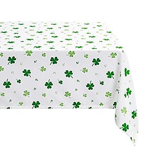 Hiasan Waterproof St Patricks Day Tablecloth Square, 52 x 52 Inch - Washable Shamrock Fabric Table Cloth for Spring and Outdoor Use