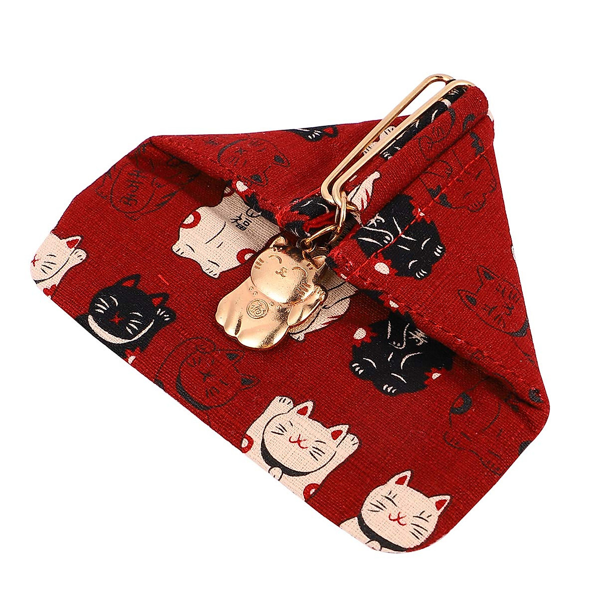 TENDYCOCO Women Wallet Lucky Cat Printed Coin Purse Magnetic Buckle Cotton Pouch Japanese Style Wallet