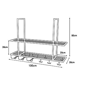 MISTRARA European Style Hanging Shelf, 2-Layer Black Wrought Iron Ceiling Frame, Restaurant Bar Storage Rack, Upside Down Wine Glass Rack 3 Sizes (Size : 100 * 30 * 80cm)