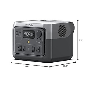 EF ECOFLOW Portable Power Station RIVER 2 Max 500, 499Wh LiFePO4 Battery/ 1 Hour Fast Charging, Up To 1000W Output Solar Generator (Solar Panel Optional) for Outdoor Camping/RVs/Home Use