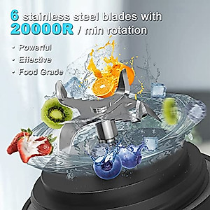 Portable Blender, Personal Size Blender for Shakes and Smoothies with 6 Blade Mini Blender 20 Oz for Kitchen,Home,Travel