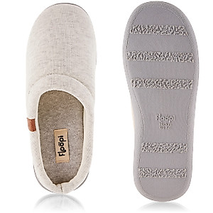 Floopi House Slippers for Women, Soft Ribbed Knit Closed Back Women Slipper, Multiple Layered Comfy Memory Insole Foam with Indoor & Outdoor Anti Skid Sole (XL, Stone Grey-387)