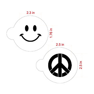 Designer Stencils Peace & Happiness Cookie Set Stencils, Beige/semi-transparent