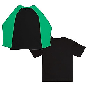 Minecraft Boys Video Game Character Graphics Long Short Sleeve Tees, Black, 4