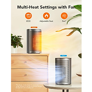 GoveeLife Space Heater for Indoor Use, 1500W Fast Electric Heater with Smart Thermostat, Wi-Fi App & Voice Remote Control, Small Heater Safety for Bedroom Home Indoors Office Desk Portable, Grey