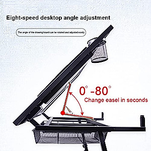 ROLTIN Drafting Tables Height Adjustable Drawing Art Table,Artists Desk Tilting Glass Tabletop Paintings Work Station with Storage Drawer,Writing Art Craft Work Station (