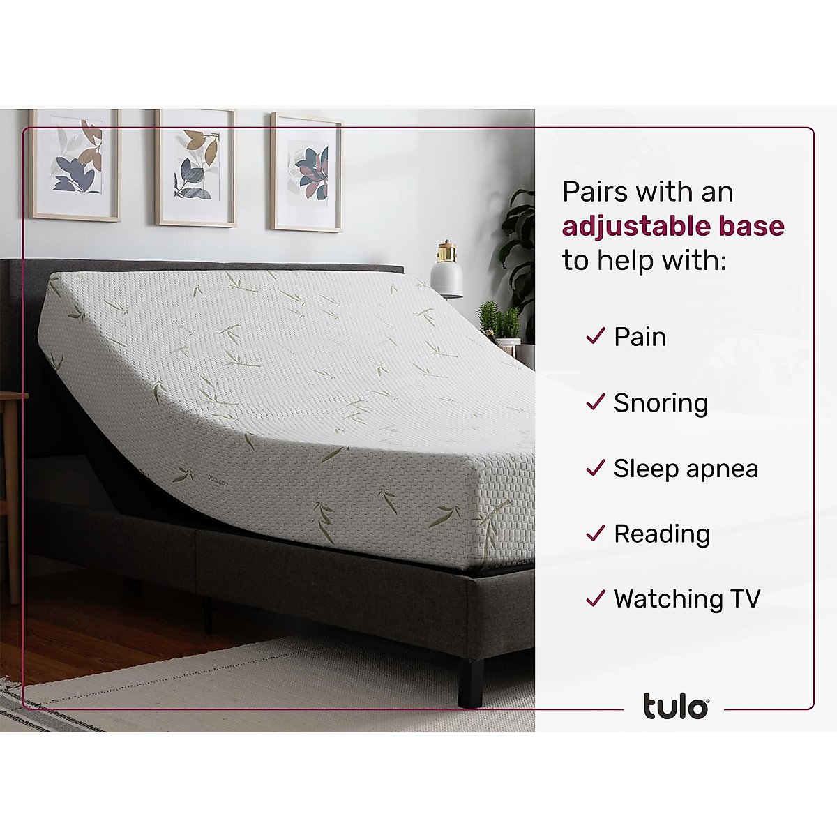 Tulo 10" Medium-Plush Memory Foam Bamboo Pressure Relief Mattress in a Box | Twin XL Size