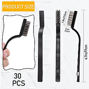 Dyrfolm 30 Pieces Mini Wire Brush,Stainless Steel Brush,Curved Handle Masonry Scratch Brush,Metal Wire Brushes for Cleaning,Wire Bristles Brush Set for Cleaning Welding Slag (Silver, 6.7 inches/17cm)