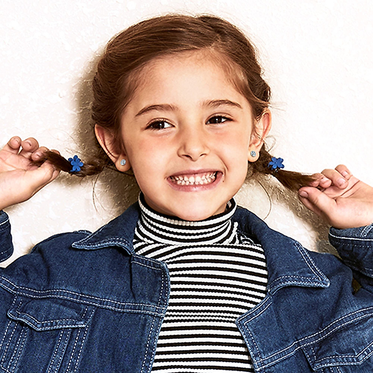 Jstyle 6Pairs Clear Plastic Post Stud Earrings for Women Plastic Earrings for Sensitive Ears Cubic Zirconia Stud Earrings Set 3mm-8mm