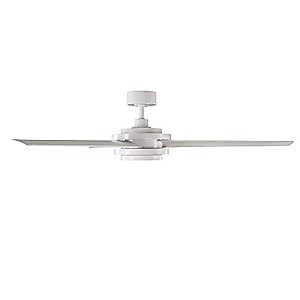 WAC Smart Fans Geos Indoor and Outdoor 3-Blade Ceiling Fan 60in Matte White with 3000K LED Light Kit and Remote Control works with Alexa and iOS or Android App