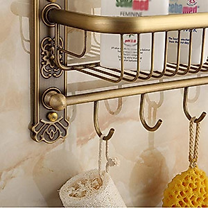Bathroom Shelf Rectangular Shower Holder Antique Shower Caddy, Brass Shower Manager Wall Mounted Installation Bathroom Accessory