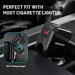 Car Charger, Elepower 2 in 1 Car and Wall Charger Dual Port USB & Type C Foldable Plug 25W Power Adapter for iPhone 14 13 12Pro Max/XR/ 8 7, iPad Pro 12.9 11 10.2/Air 4 /Mini, Galaxy GPS LG- Black