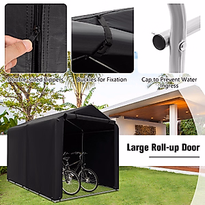Tangkula 7x5.2Ft Portable Shed, Outdoor Storage Shelter with Waterproof Cover & Roll-up Zipper Door, Heavy Duty Portable Storage Tents for Outside, Bikes, Garden Tools, Motorcycles