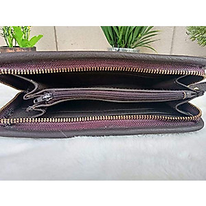 Womens Zipper Wristlet Clutch - Brown Cow Hide Cow Skin Leather Hand Clutch Zip Phone Wallet Clutch Card Case 8' X 4' - Gift for her