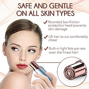 Facial Hair Removal for Women(as seen on tv), Gurelax Flawless Facial Hair Remover, Electric Face Shaver, Painless Hair Removal Device for Lip, Chin with 2 x Replacement Heads