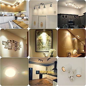 ALIDE GU10 Led Light Bulbs Dimmable AC120V,25W 35W 50W Halogen Replacement,2700K Warm White,MR16 GU10 Dimmable 2 Prong Base 5W Led Track Bulbs,450LM,38 Degrees,6Pack