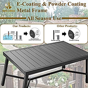 HERA'S HOUSE 7 Pieces Patio Dining Set, Outdoor Dining Set for 6, 6 x Dining Chair, 1 x Rectangular Expandable Large Surface Metal Dining Table for Patio, Lawn, Garden, Porch