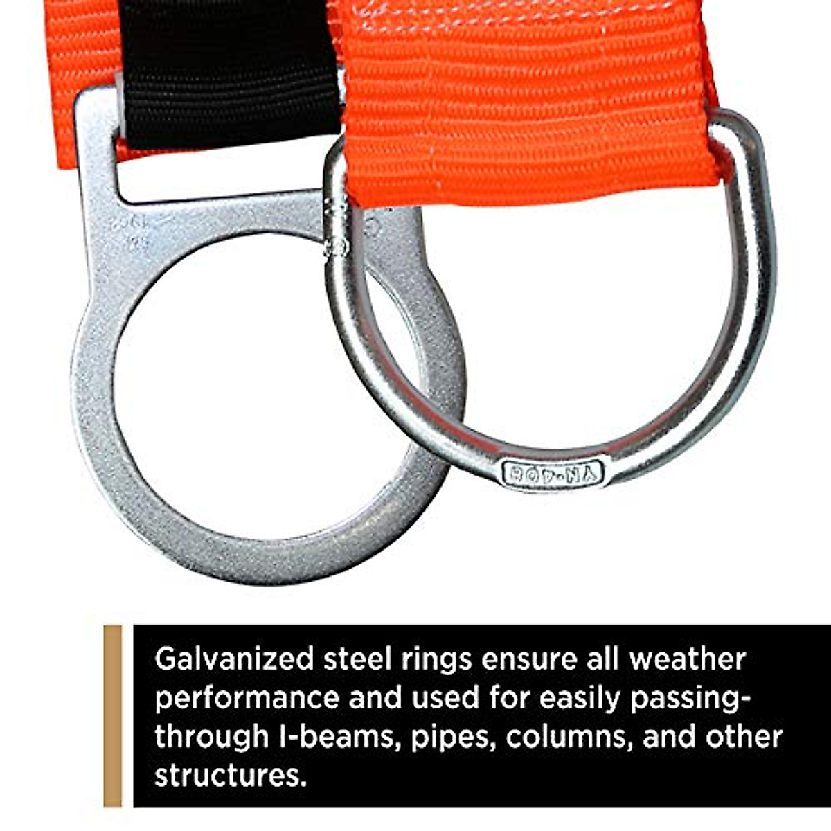 AFP 3’ Cross Arm Strap Premium Heavy-Duty Pass-Through Double Steel Ring, Safety Fall Protection Anchorage Connector (OSHA/ANSI) PPE